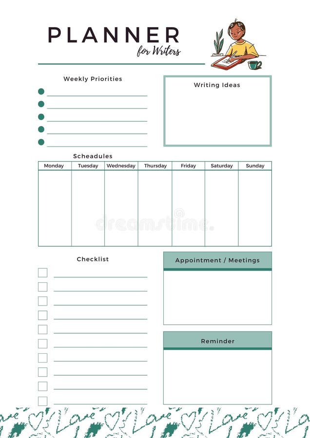 Planner for Writer Digital Planning Insert Sheet Printable Page ...