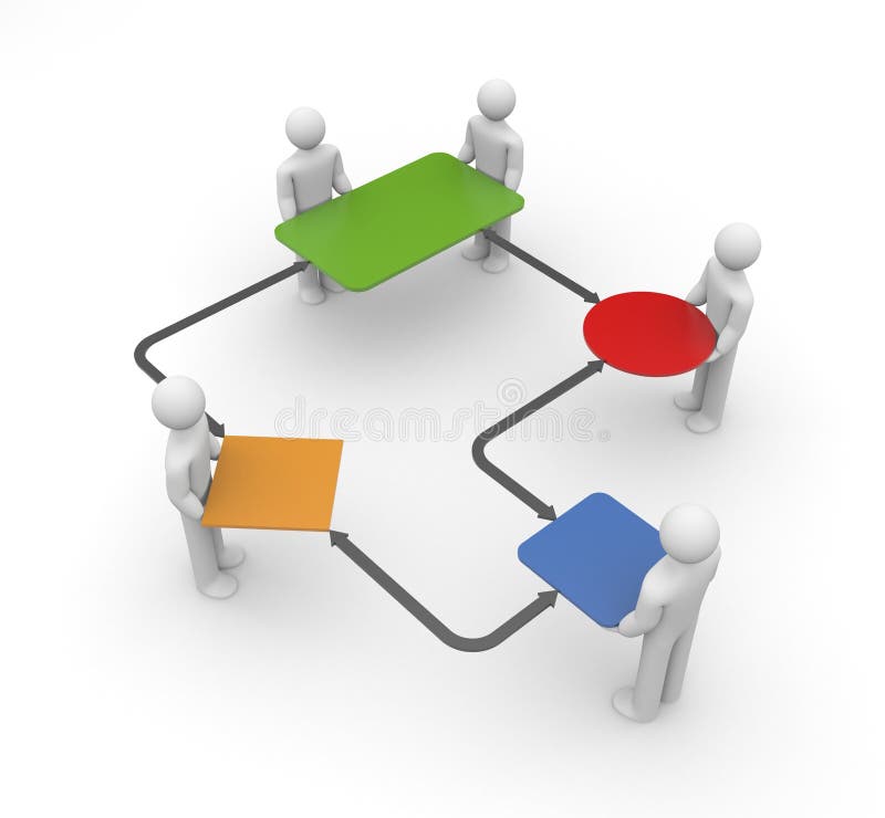 3d person and flow chart stock illustration. Illustration of concept ...