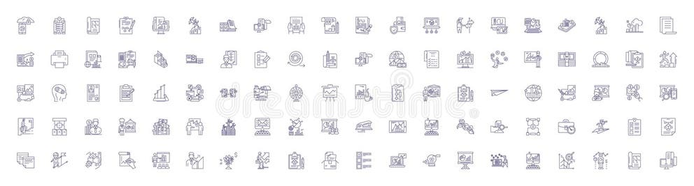 Planning and Analytics Line Icons Signs Set. Design Collection of ...