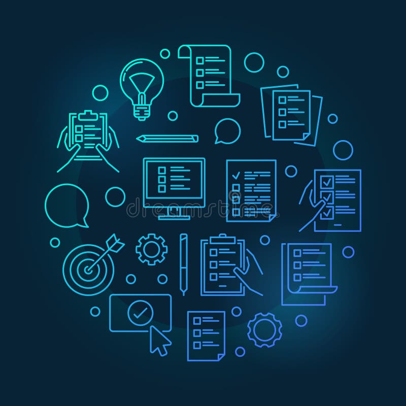 Planning Blue Linear Illustration. Vector Colored Symbol Stock Vector ...