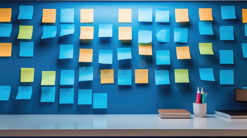 Planning blue post it stock illustration. Illustration of efficiency ...