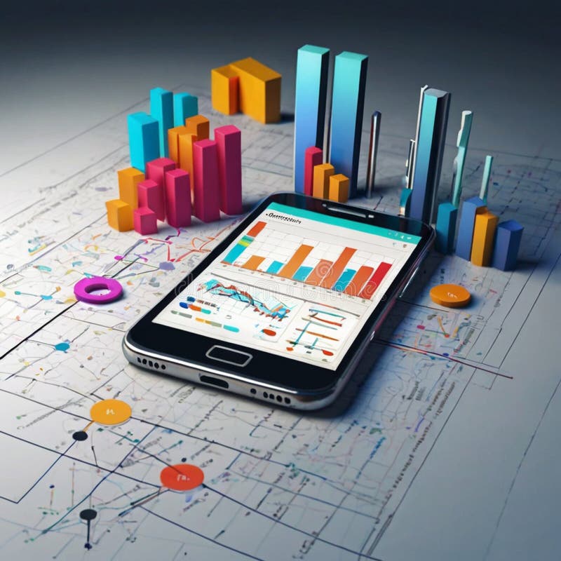Planning Business Graph and Analytic Data with Smartphone. Stock Image ...
