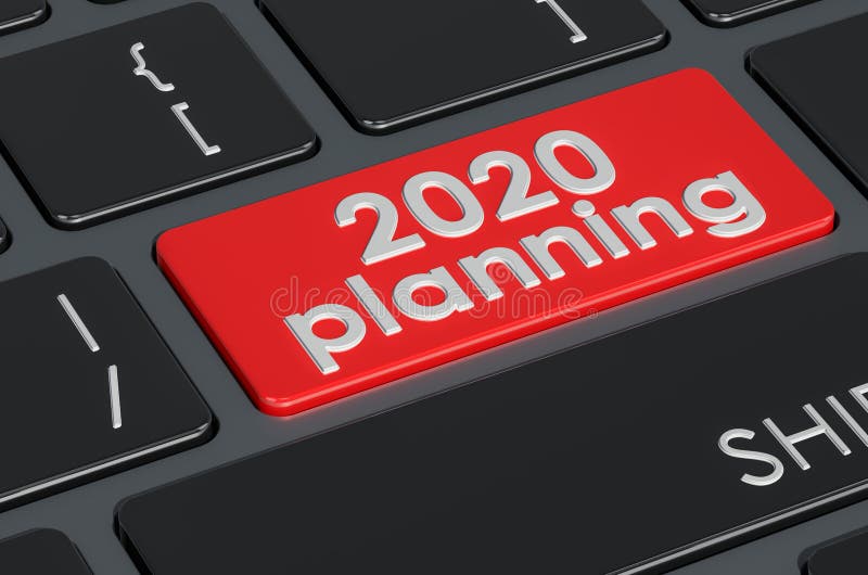 2020 Planning Button on the Keyboard, 3D Rendering Stock Illustration ...