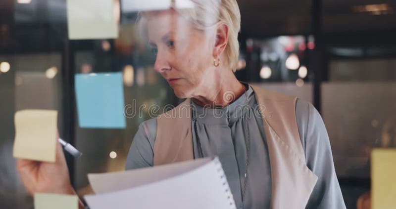 Planning, CEO or Woman Writing on Sticky Note for Development Project ...