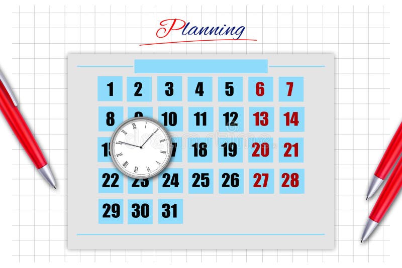 Planning Concept. Calendar with the Date Marked by a Clock. Business ...