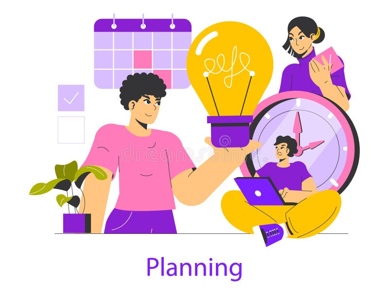 Idea Realization. Flat Vector Illustration Stock Vector - Illustration ...