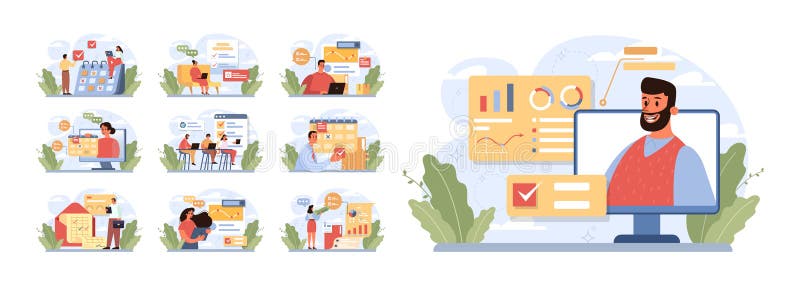 Planning Concept Set. Setting a Goal and Following Schedule Stock ...