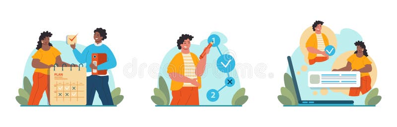 Planning Concept Set. Setting a Goal and Following Schedule Stock ...