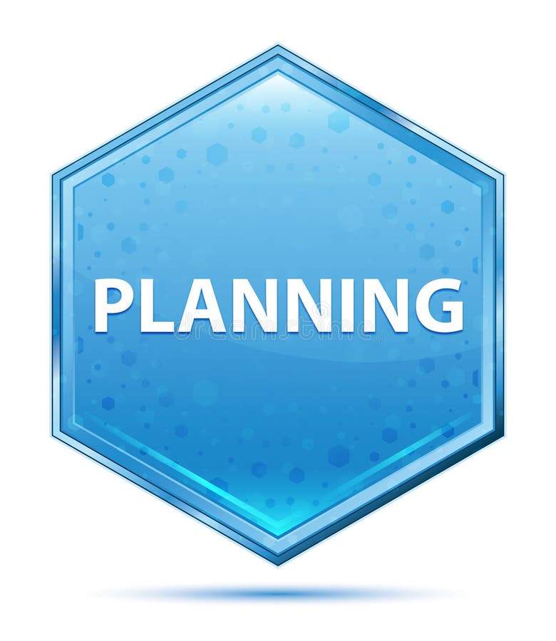 Planning Crystal Blue Hexagon Button Stock Illustration - Illustration ...