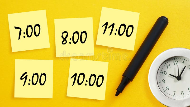 Planning Day Concept, Schedule. Sticky Notes with Time on Work Desk ...