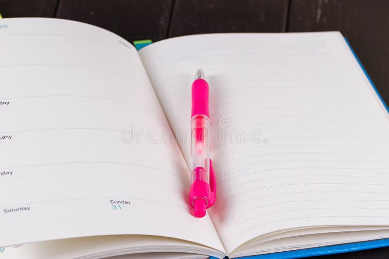 Planning Day, a Day Blank Day Planner with Pen Stock Image - Image of ...