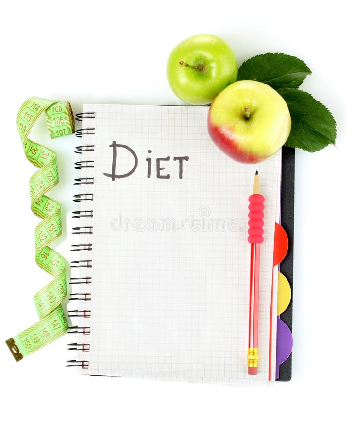 Planning of a Diet. Notebook, Pencil and Apples Stock Image - Image of ...