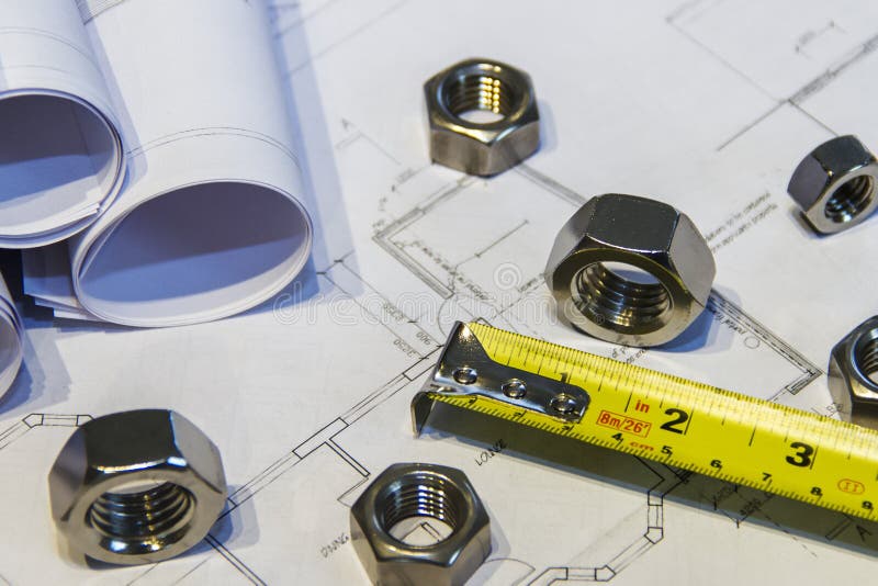 Architectural Drawings And Measurement Tools Stock Image - Image of ...