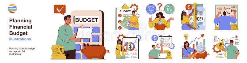 Planning Financial Budget Concept with Character Situations Collection ...