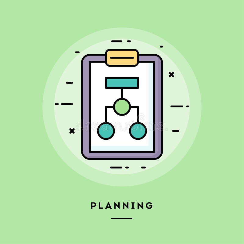 Planning, Flat Design Thin Line Banner. Stock Vector - Illustration of ...