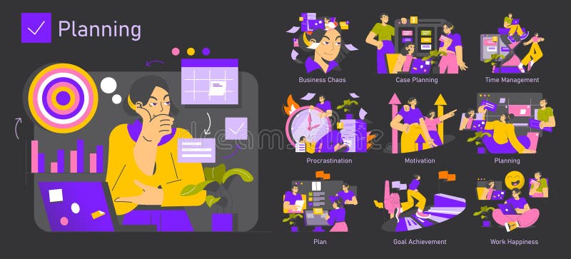 Planning. Flat Vector Illustration Stock Vector - Illustration of communication, deadlines ...