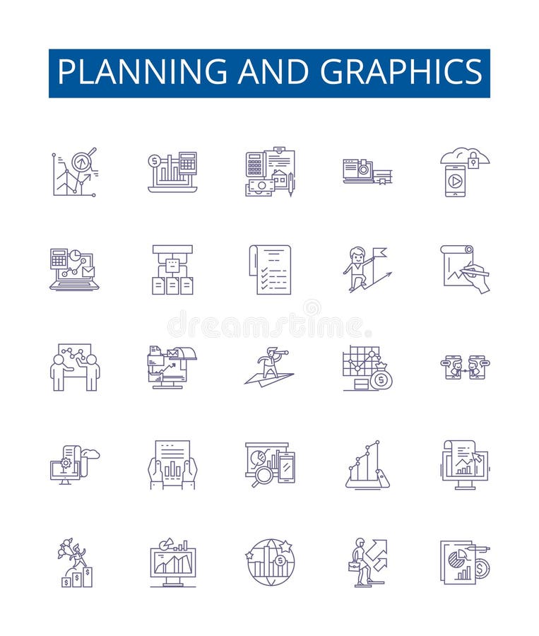 Planning and Graphics Line Icons Signs Set. Design Collection of ...