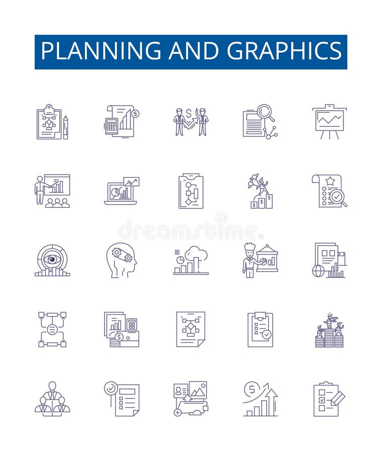 Planning and Graphics Line Icons Signs Set. Design Collection of ...