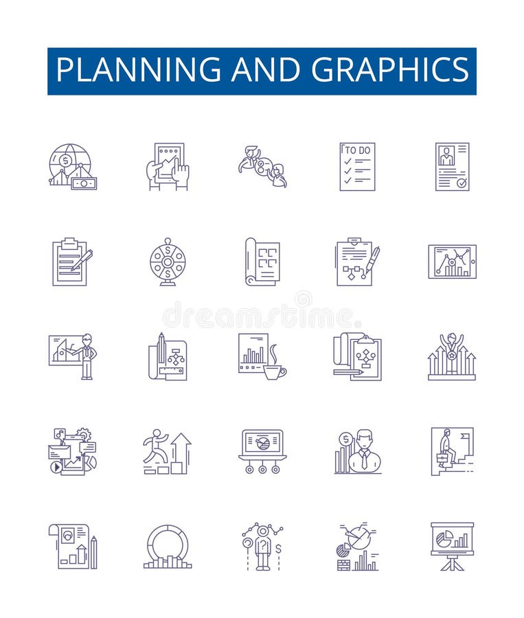 Planning and Graphics Line Icons Signs Set. Design Collection of ...