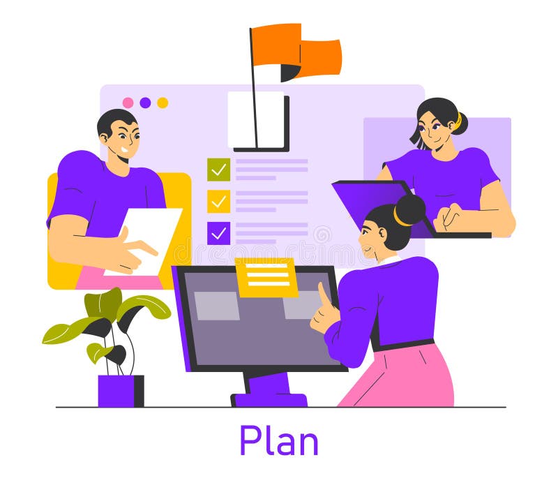 Planning. Flat Vector Illustration Stock Vector - Illustration of efficiency, feedback: 367197030