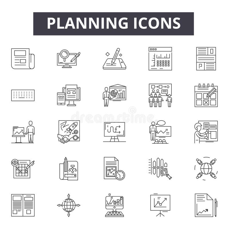 Planning Line Icons, Signs, Vector Set, Linear Concept, Outline ... Planning Line Icons, Signs, Vector Set, Linear Concept, Outline ...