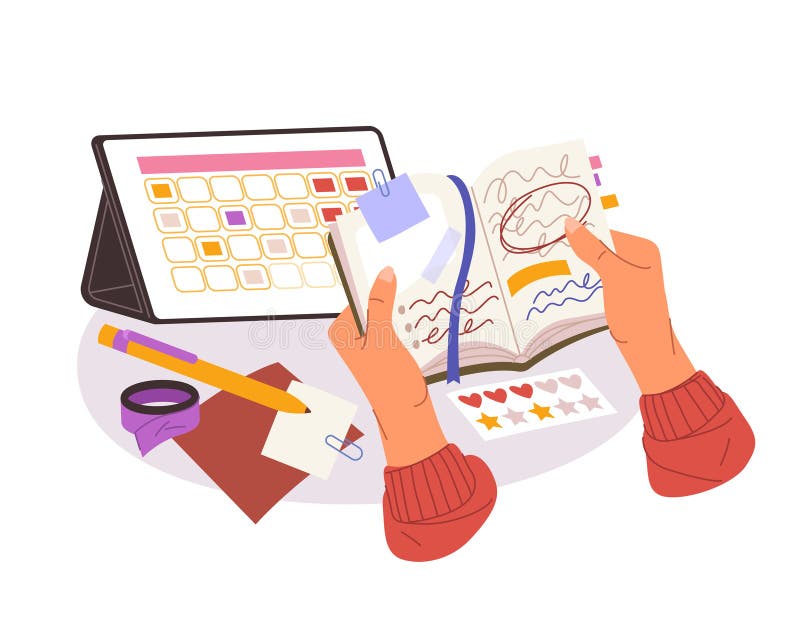 Planning Memo Notebook and Schedule Tablet. Vector Stock Vector ...