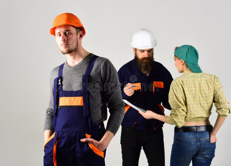 Planning A New Construction. Hard Worker Rest While Team Members ...