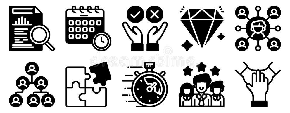 Planning and Organization Icon Set Efficient Solid Style Collection for ...