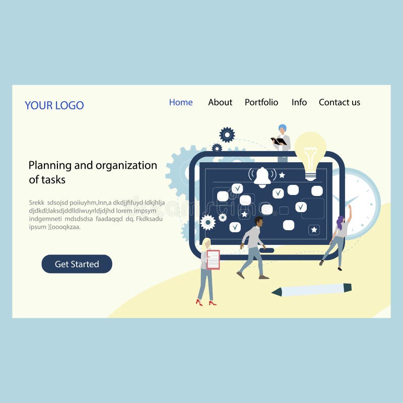 Planning and Organization Tasks Landing Page Company Stock Vector ...