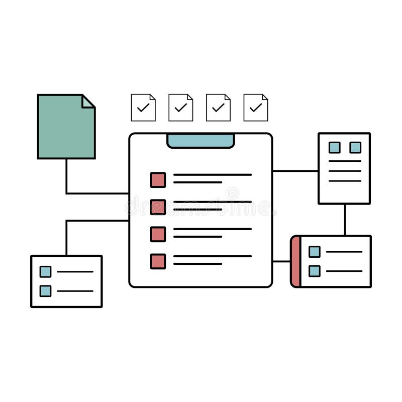 Planning Organize Projects Concept, Outline Fill Minimal Style, Vector ...
