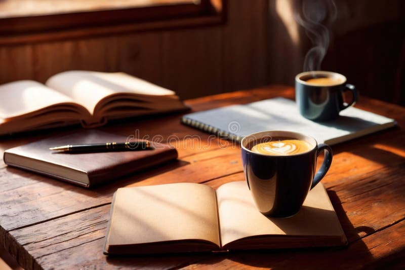 Planning and Organizing Start To the Work Day Ahead, with Coffee and ...