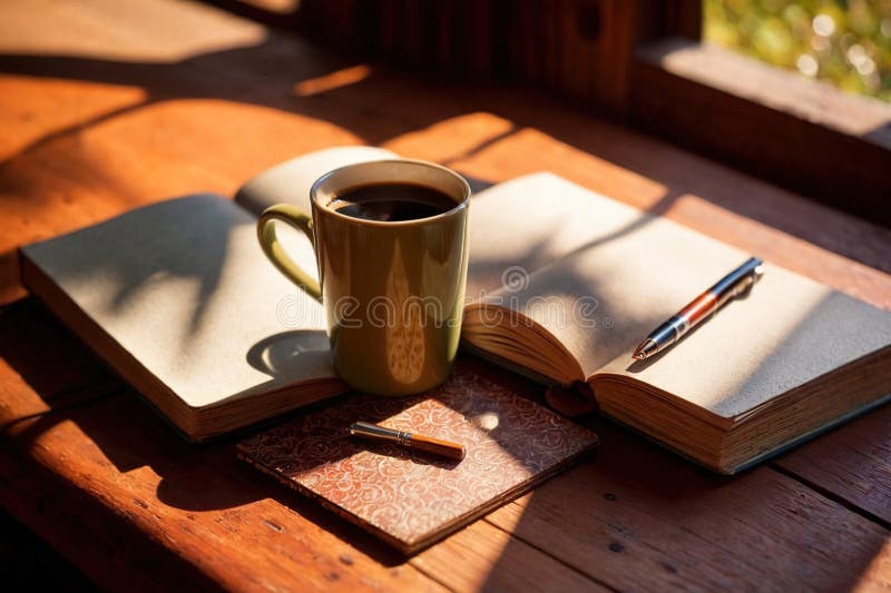 Planning and Organizing Start To the Work Day Ahead, with Coffee and ...