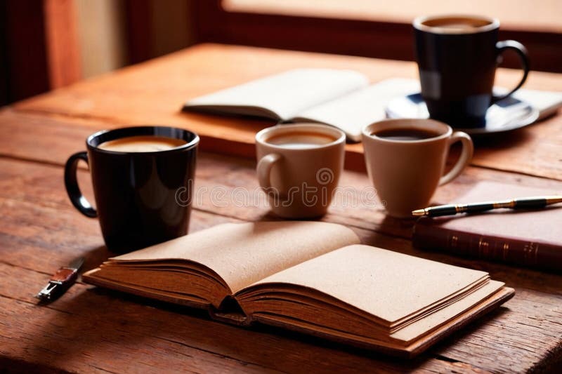 Planning and Organizing Start To the Work Day Ahead, with Coffee and ...