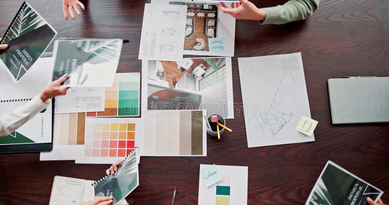 Planning, Palette and Above of Business People for Interior Design ...