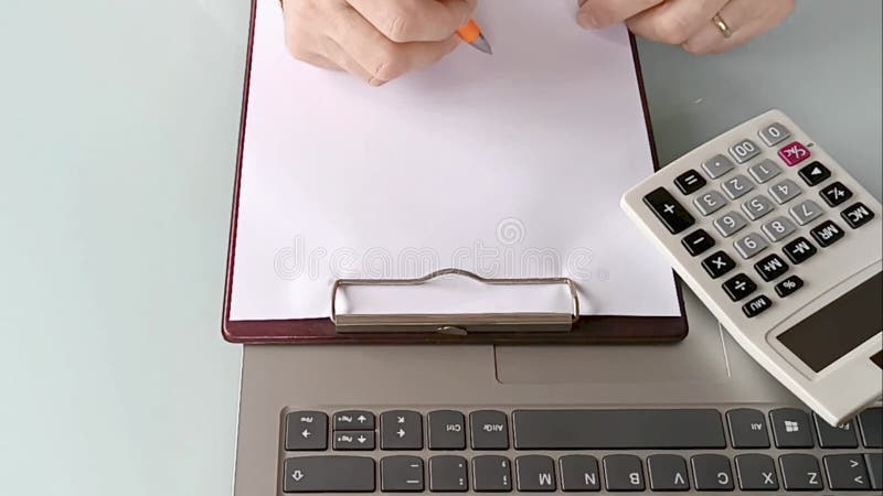 Planning Paper Thinking - Person Writes on a White Paper. Stock Footage ...