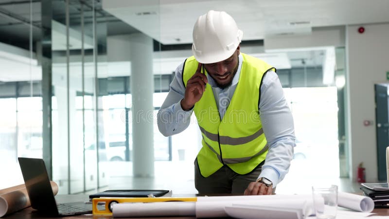 Logistics Worker, Walkie Talkie and Man on a Construction Site Working ...