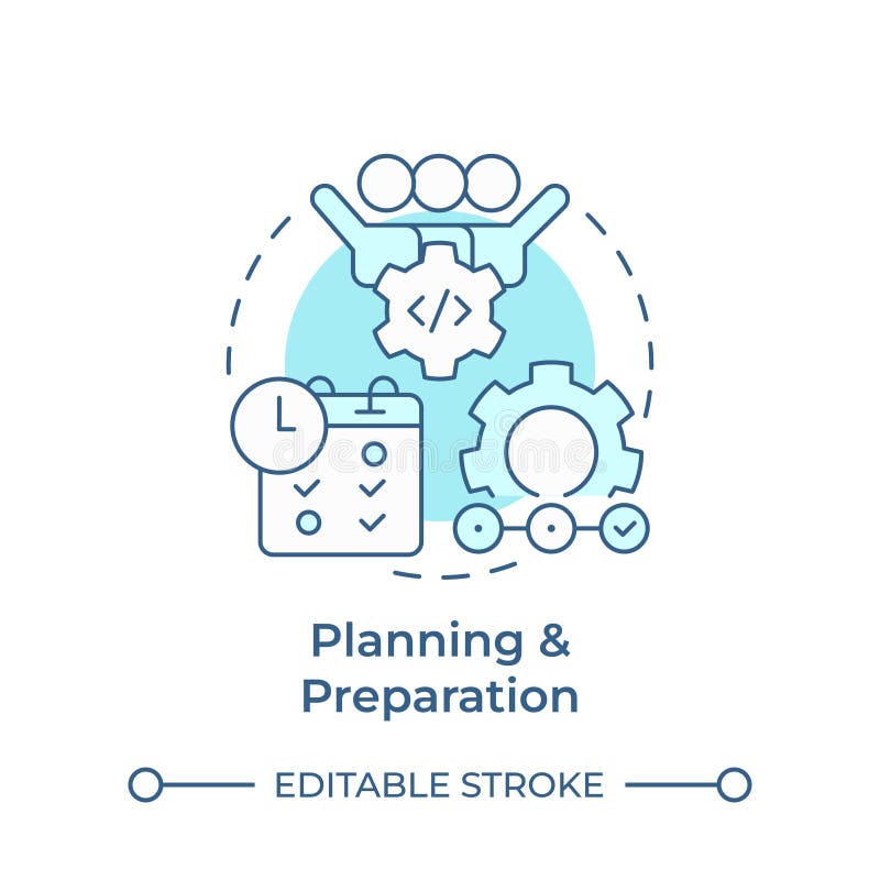 Planning and Preparation Soft Blue Concept Icon Stock Vector ...