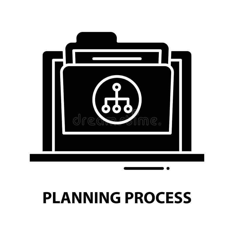 Planning Process Icon, Black Vector Sign with Editable Strokes, Concept ...