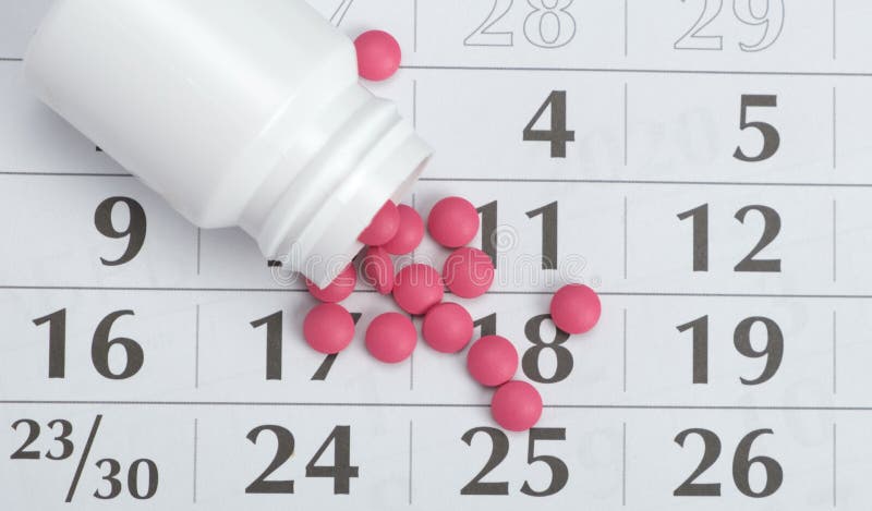 Planning of Reception of Tablets on Basis of a Calendar Stock Photo ...