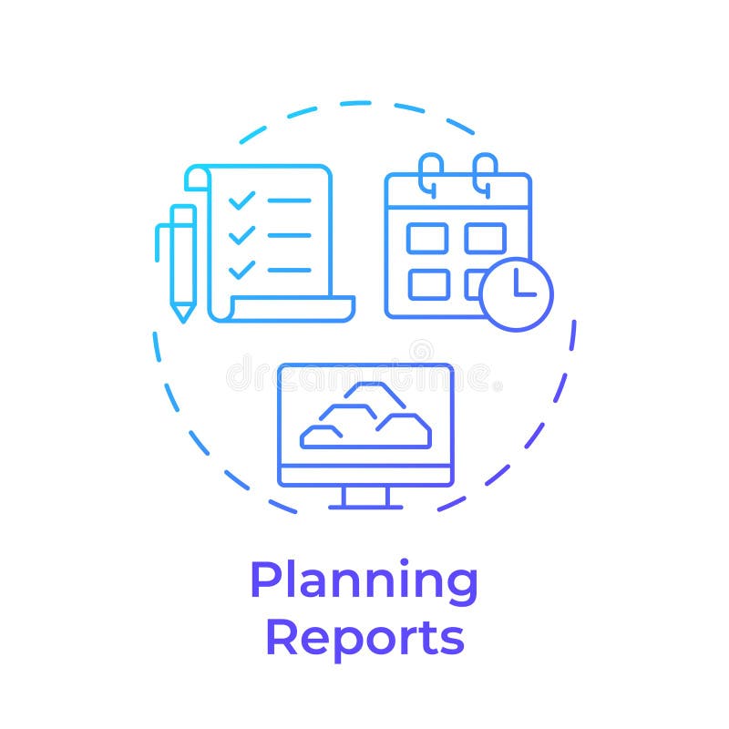 Planning Reports Blue Gradient Concept Icon Stock Vector - Illustration ...