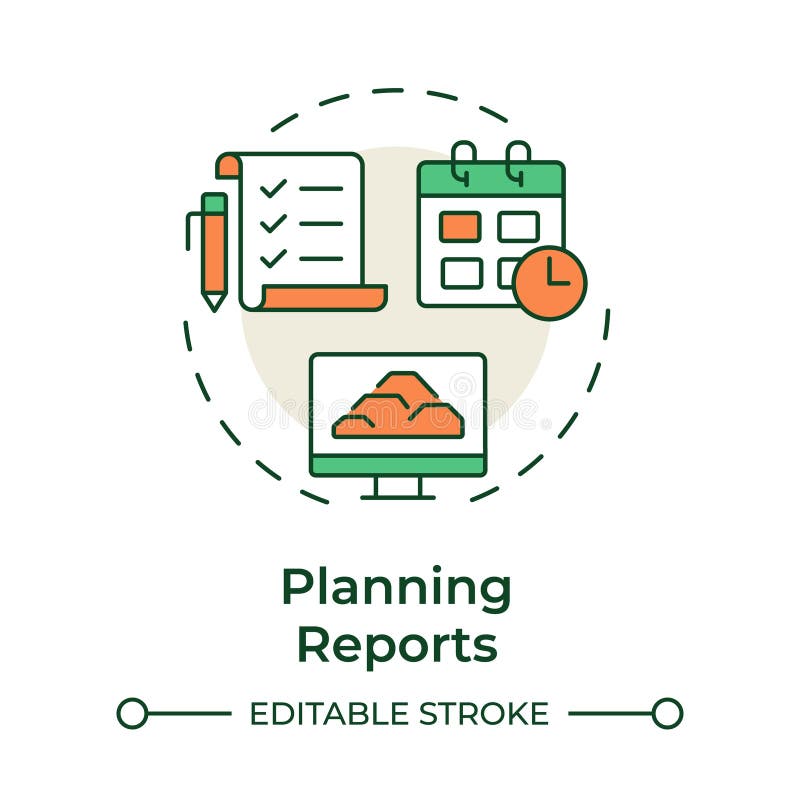 Planning Reports Multi Color Concept Icon Stock Illustration ...
