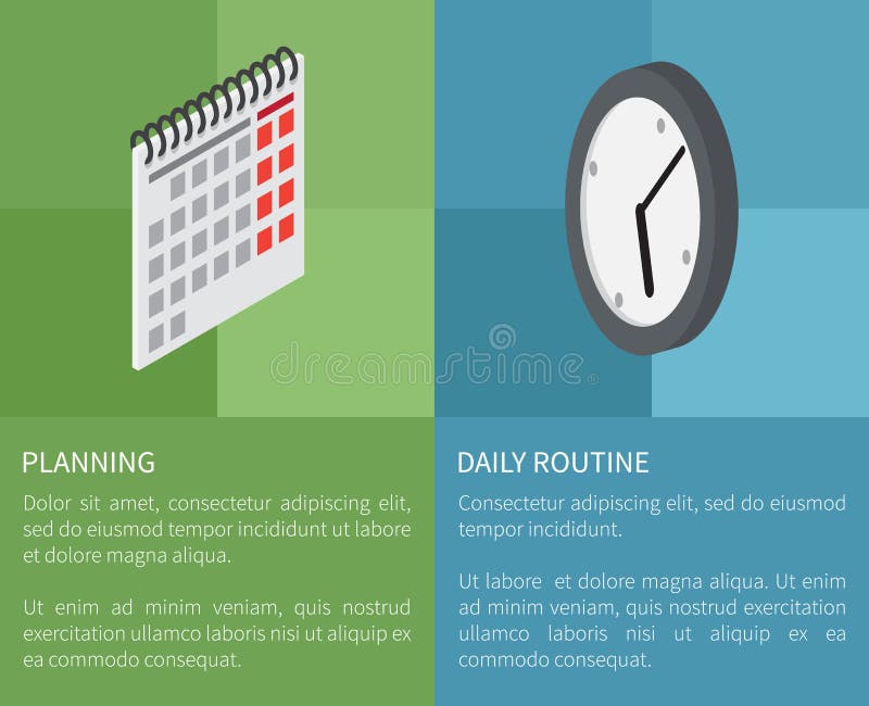 Planning daily Routine Template Vector Poster Stock Vector ...