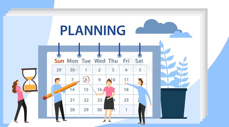 Planning Schedule Concept Banner with Characters. Planning and Work ...