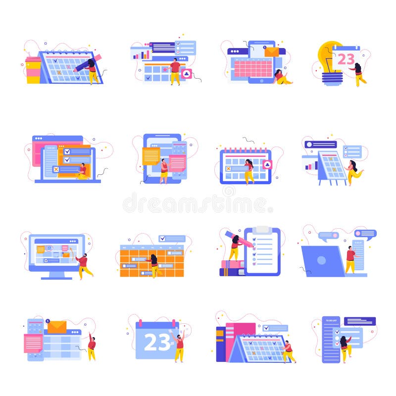 Planning Schedule Icon Set stock vector. Illustration of planner ...