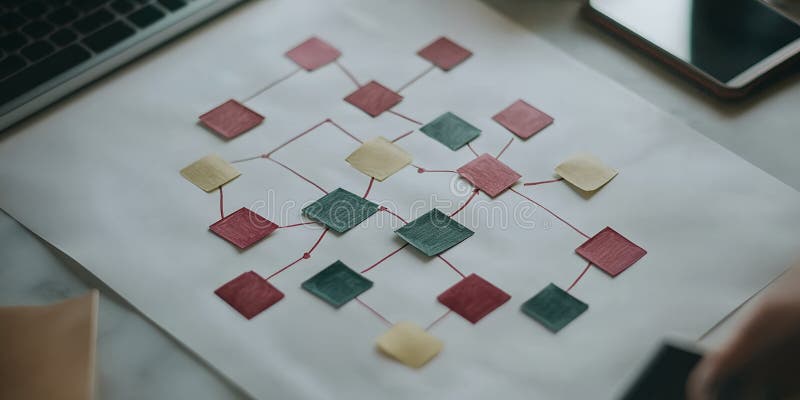 Planning Strategy Colorful Sticky Notes on White Paper Showing a ...