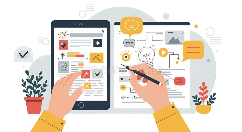 AI-Powered Content Creation Stock Illustration - Illustration of flat ...