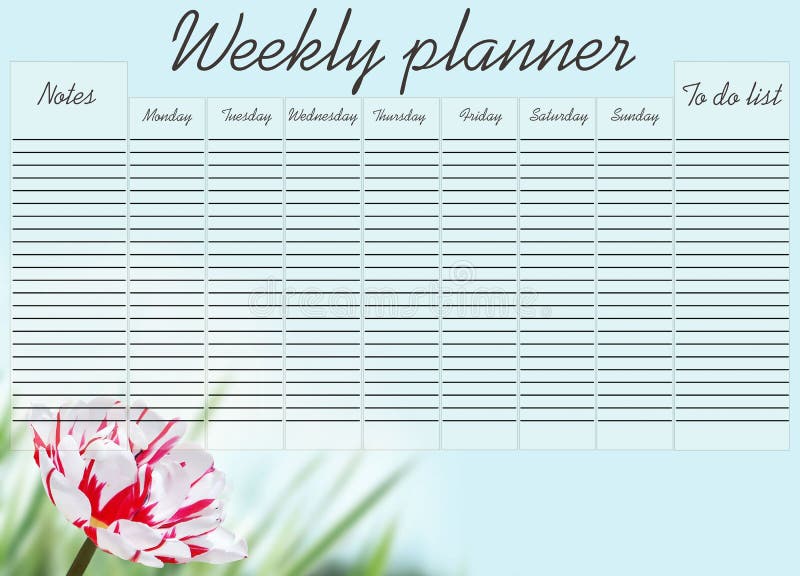 Planning for the Week. Template for Printing. Stock Illustration ...