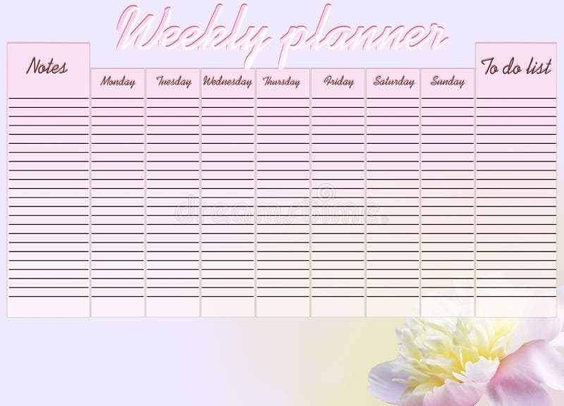 Planning for the Week. Template for Printing. Stock Illustration ...