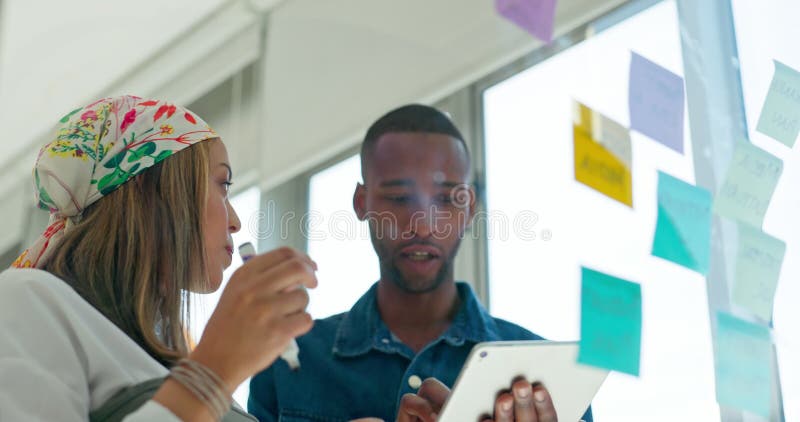Planning, Teamwork and Black People on Tablet for Digital Strategy ...
