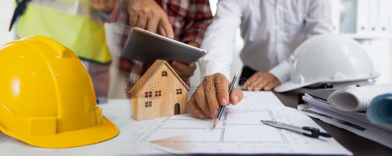 Planning and Teamwork Concept, Group of Engineer and Architect Working ...